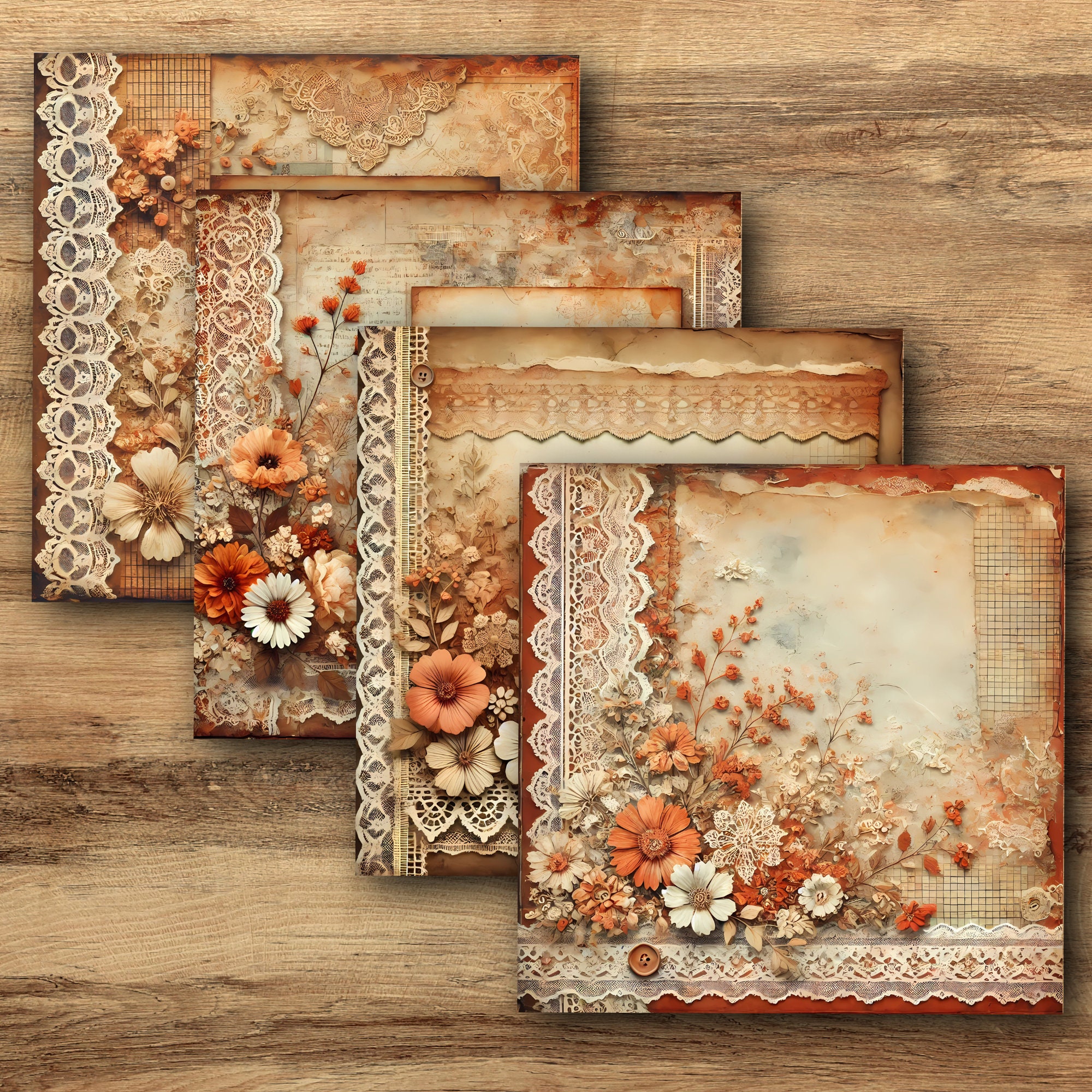 12x12 Vintage Lace Digital Paper Printable, Autumnal Nostalgia, Lace ...