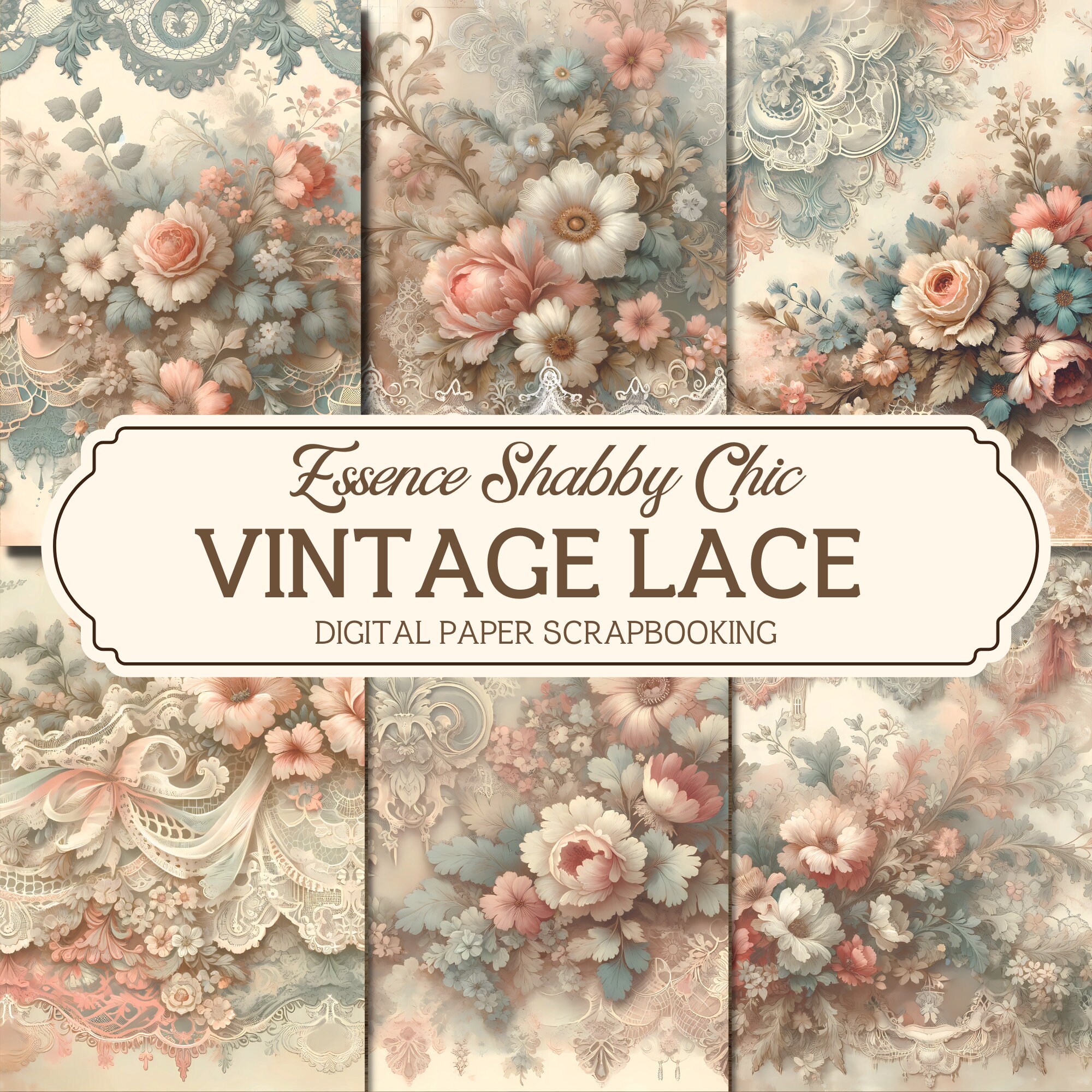 Vintage Lace Digital Paper Printable, Essence Shabby Chic, Lace ...