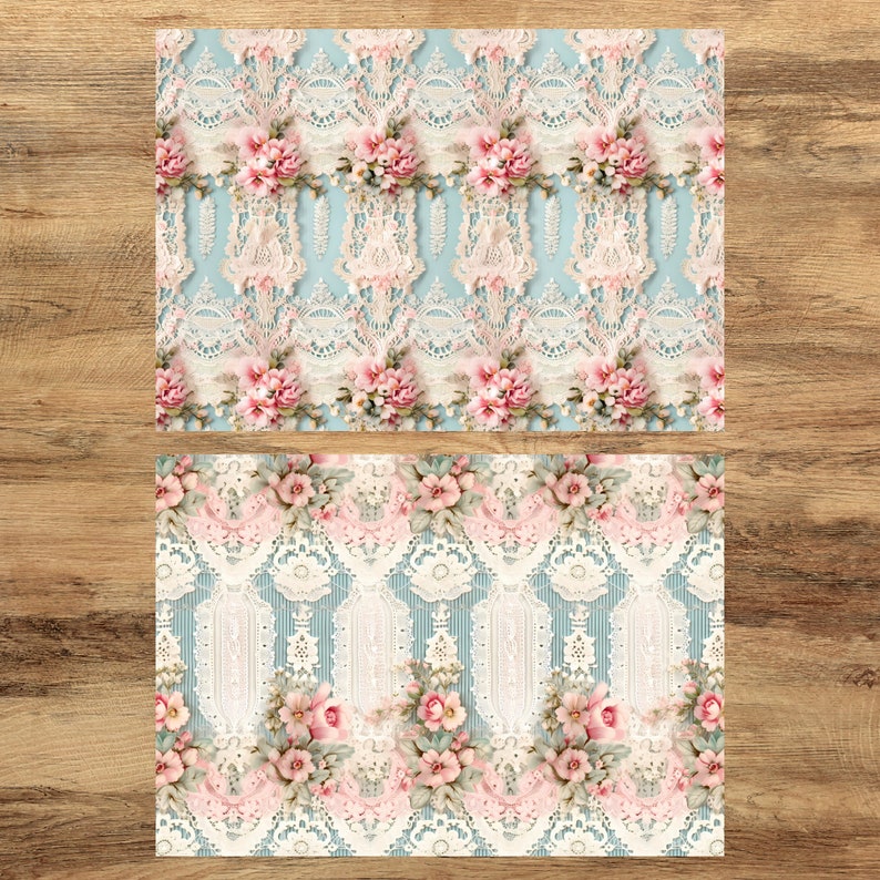 A4 Vintage Lace Digital Paper Printable, Whimsy Blossom Floral, Lace ...