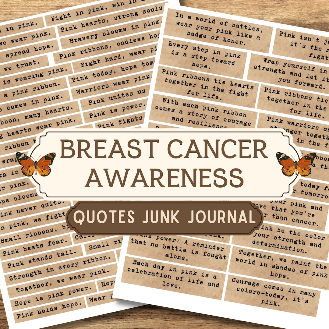 Breast Cancer Awareness Quotes: Junk Journal Ephemera (digital Download ...