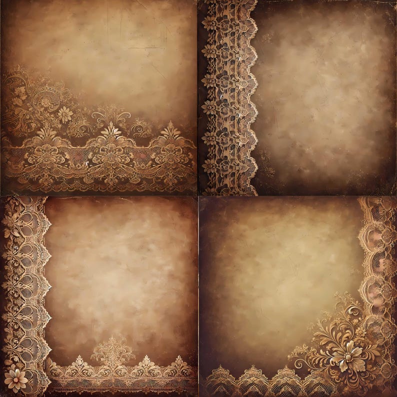 12x12" Vintage Lace Digital Scrapbook Paper, Vintage Espresso ...