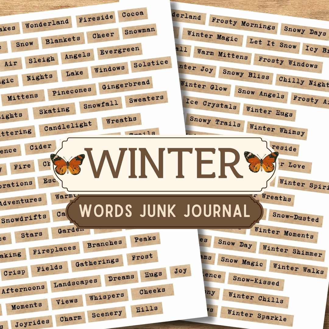 Printable Winter Junk Journal Words & Phrases, Winter Label, Winter ...