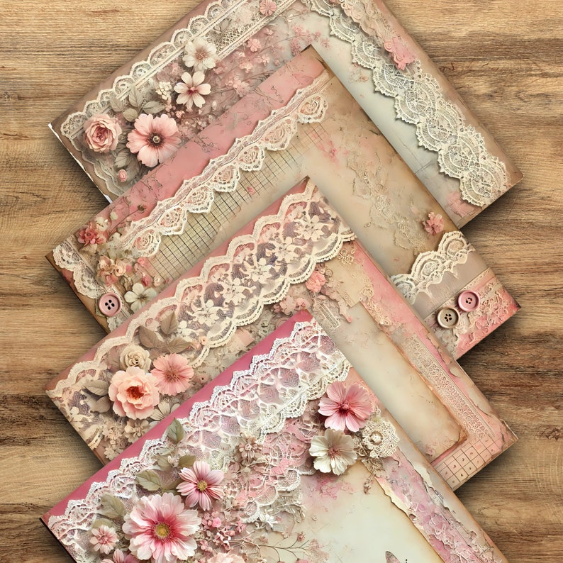 12x12 Vintage Lace Digital Paper Printable, Blush Nostalgia, Lace ...