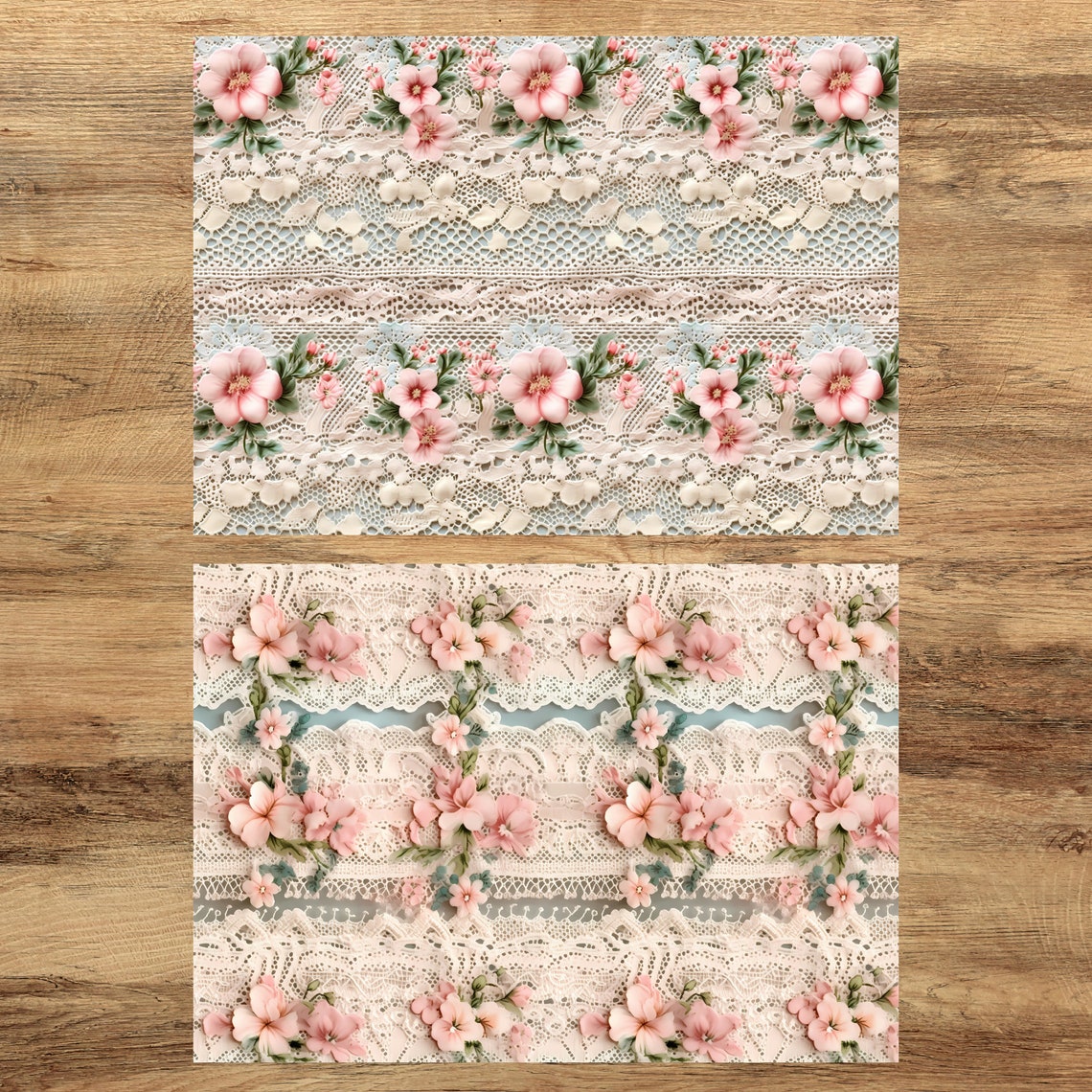 A4 Vintage Lace Digital Paper Printable, Romantic Blossom Flower, Lace ...