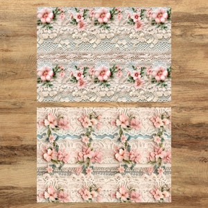 A4 Vintage Lace Digital Paper Printable, Romantic Blossom Flower, Lace ...
