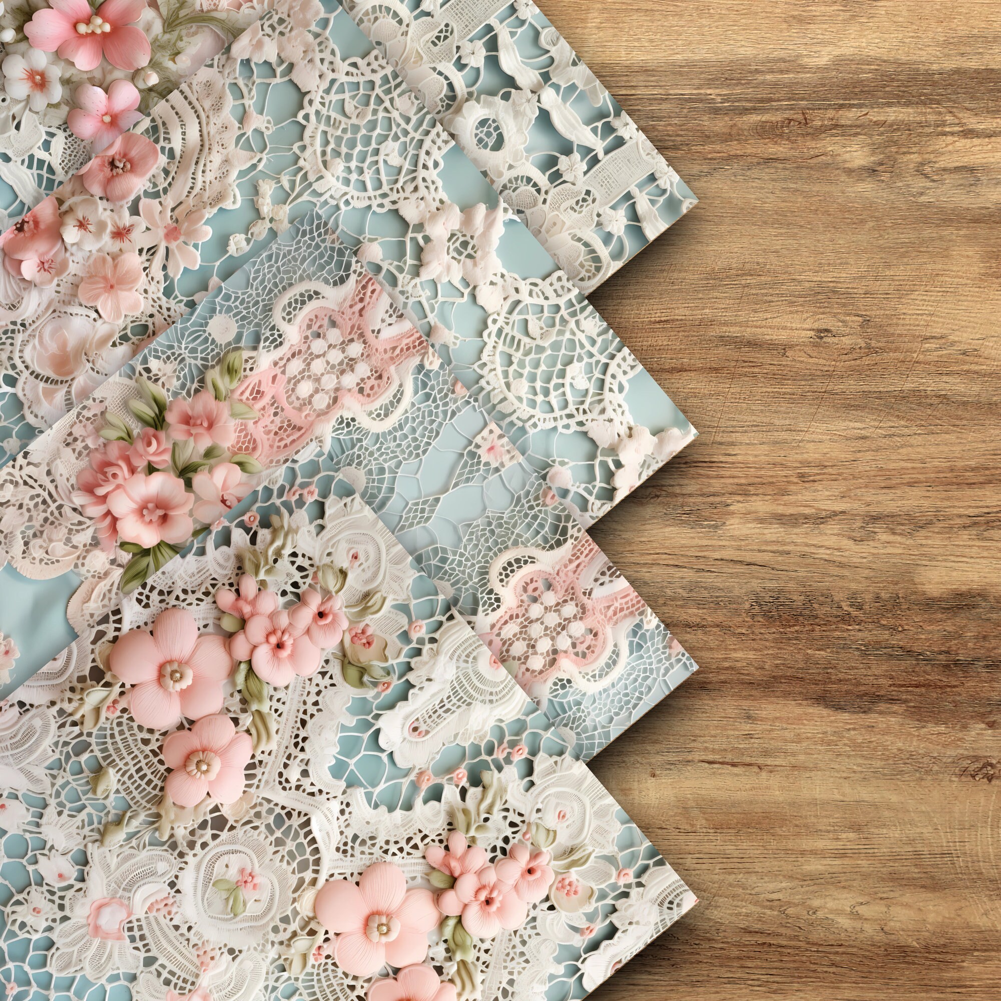 Vintage Lace Digital Paper Printable, Romantic Blossom Flowers, Lace ...