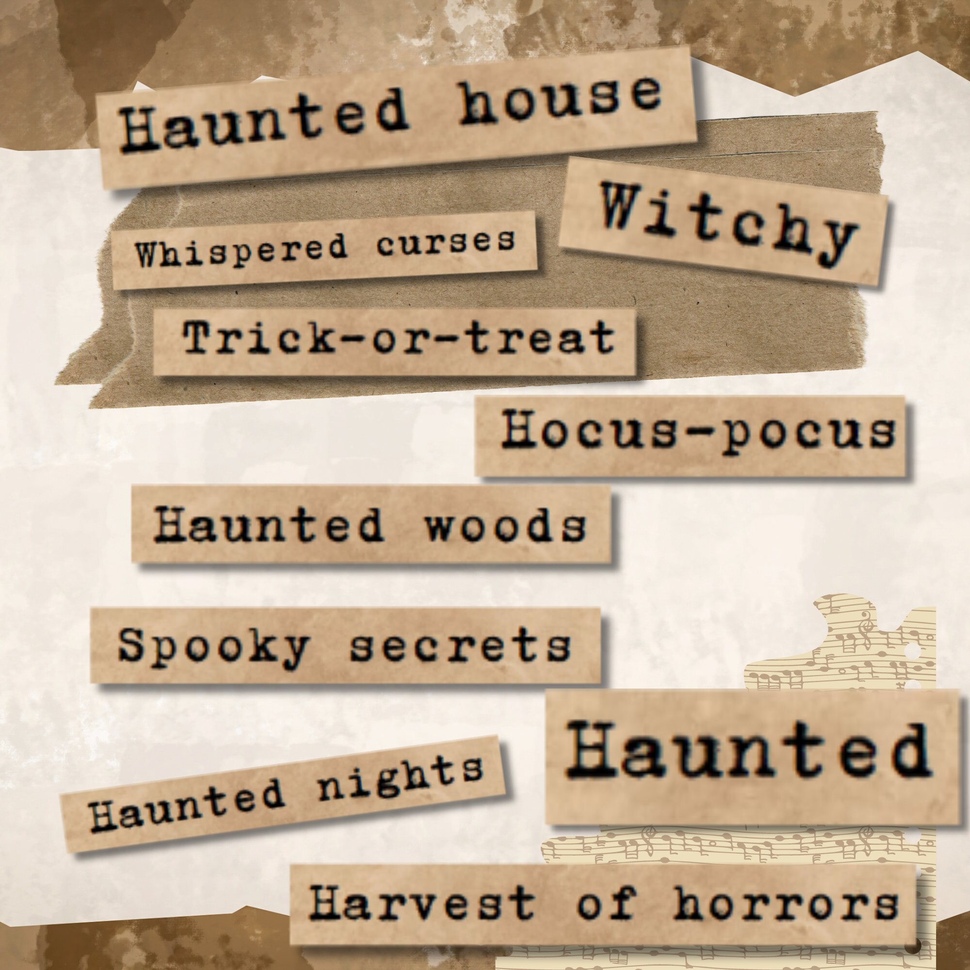 Printable Spooky Halloween Words & Phrases: Junk Journal Ephemera ...