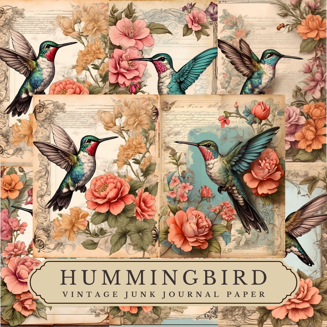 8 JPG Hummingbird Decoupage Paper, Junk Journal Paper, Digital ...