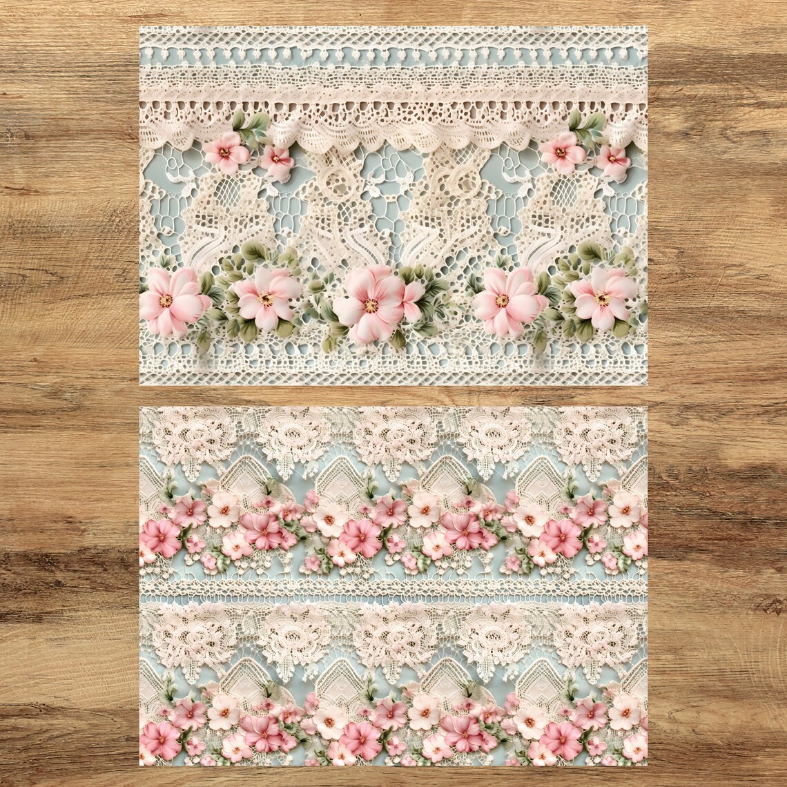 A4 Vintage Lace Digital Paper Printable, Romantic Blossom Flower, Lace ...