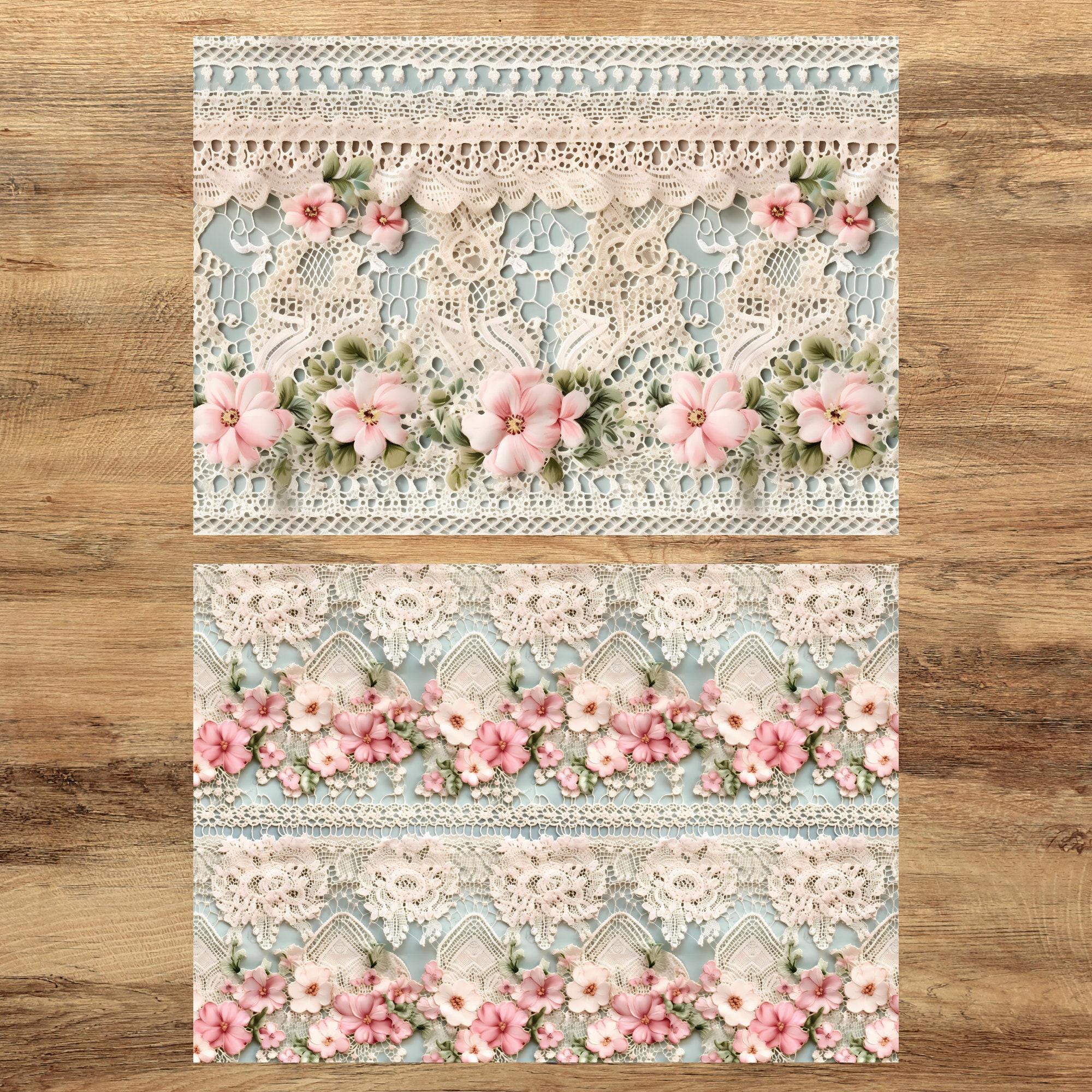 A4 Vintage Lace Digital Paper Printable, Romantic Blossom Flower, Lace ...