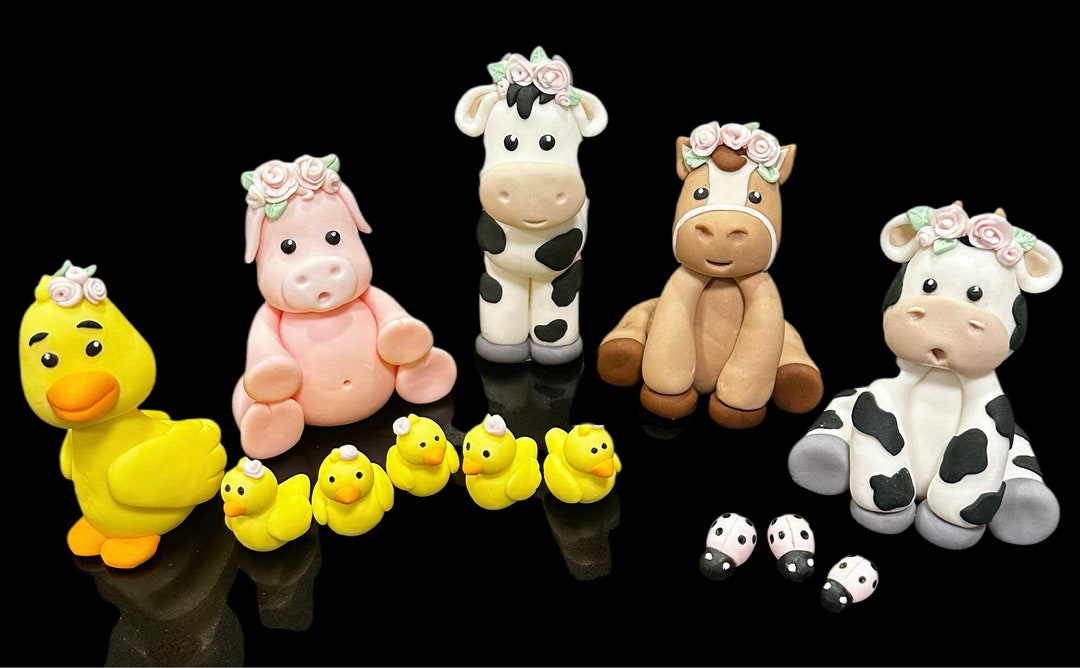 Large Set of Fondant Farm Animal Cake Toppers - Etsy