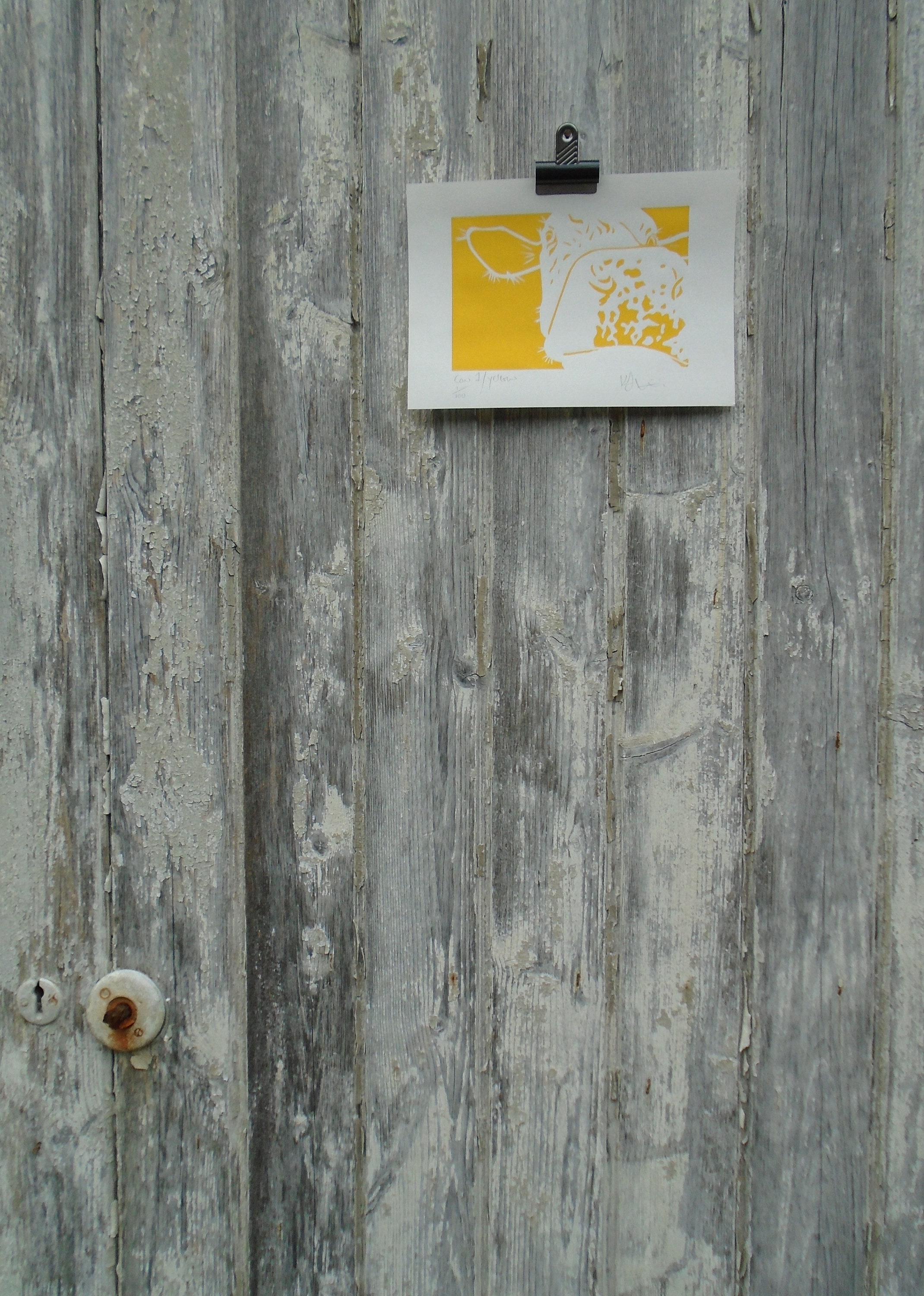 Number 1 Cow. Yellow Lino Cut Print - Etsy