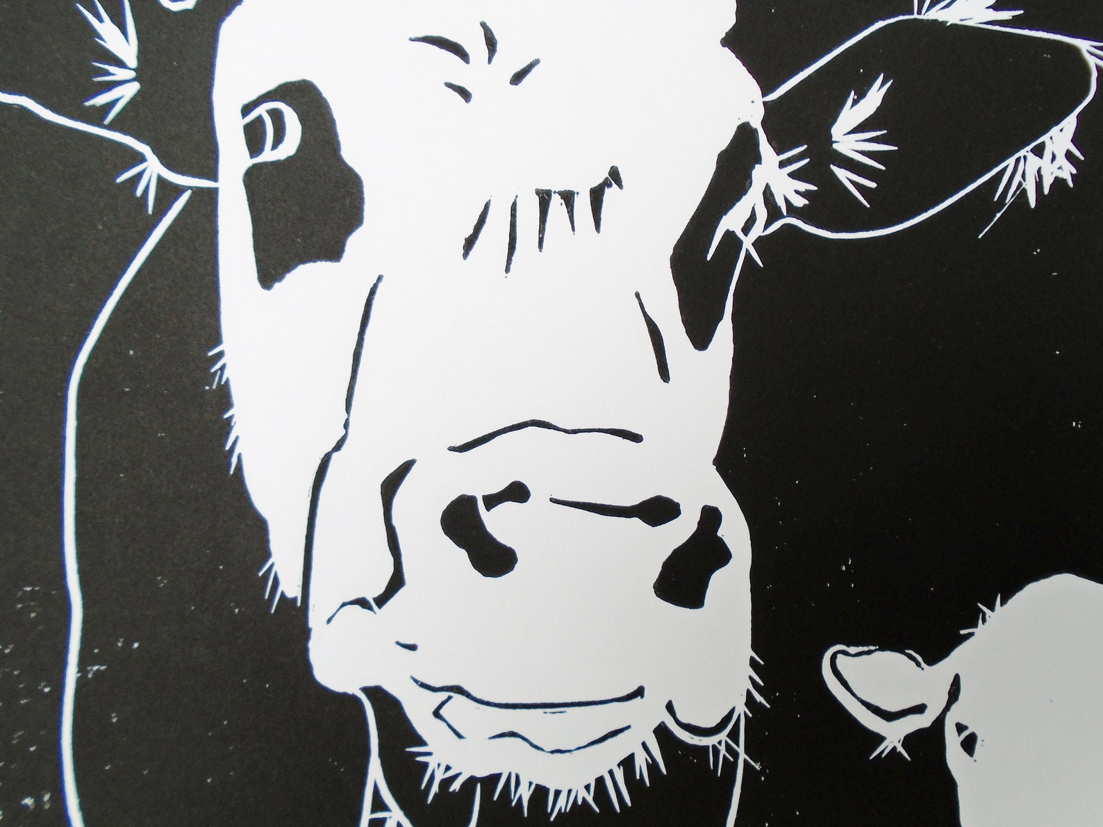 Number 3 Cow. Black Lino Cut Print - Etsy Canada