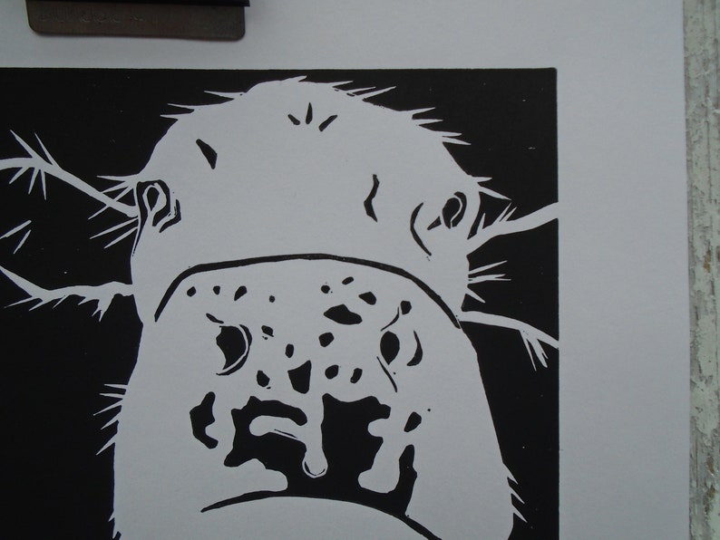 Number 2 Cow. Black Linocut Print | Etsy