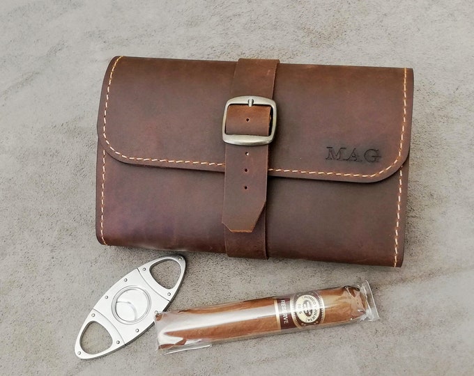 Handmade Leather Cigar Case Leather Roll Anniversary Gift - Etsy
