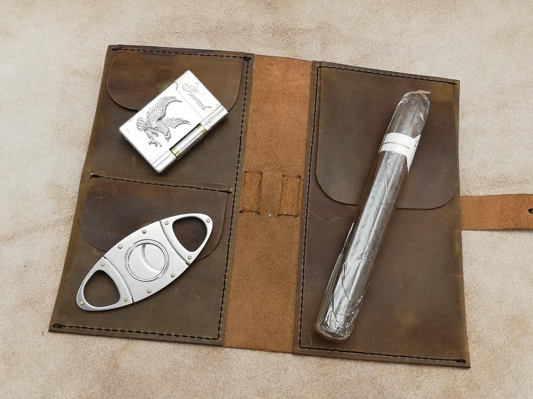Genuine Leather Cigar Pouch, Leather Roll - Etsy