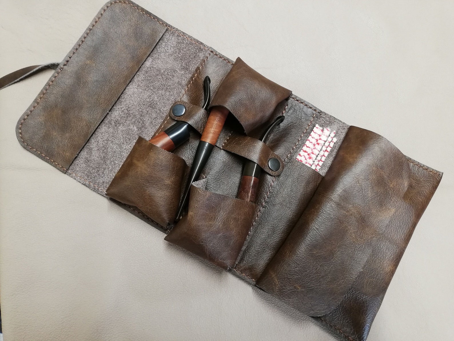 Handmade Leather Pipe Pouch for 3 Pipes - Etsy