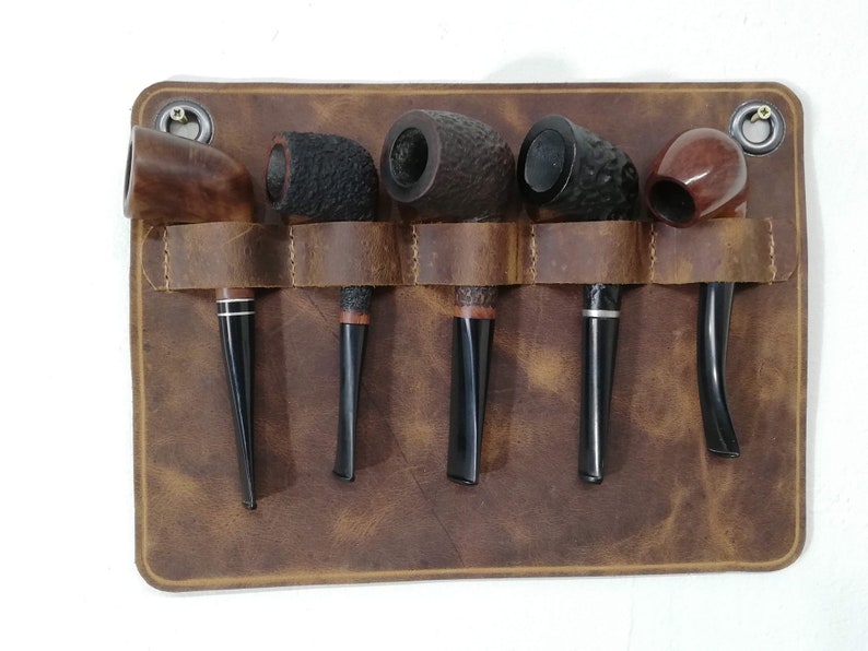 Leather Wall Pipe Stand Holder , Handcrafted Rack for 5 Pipes - Etsy