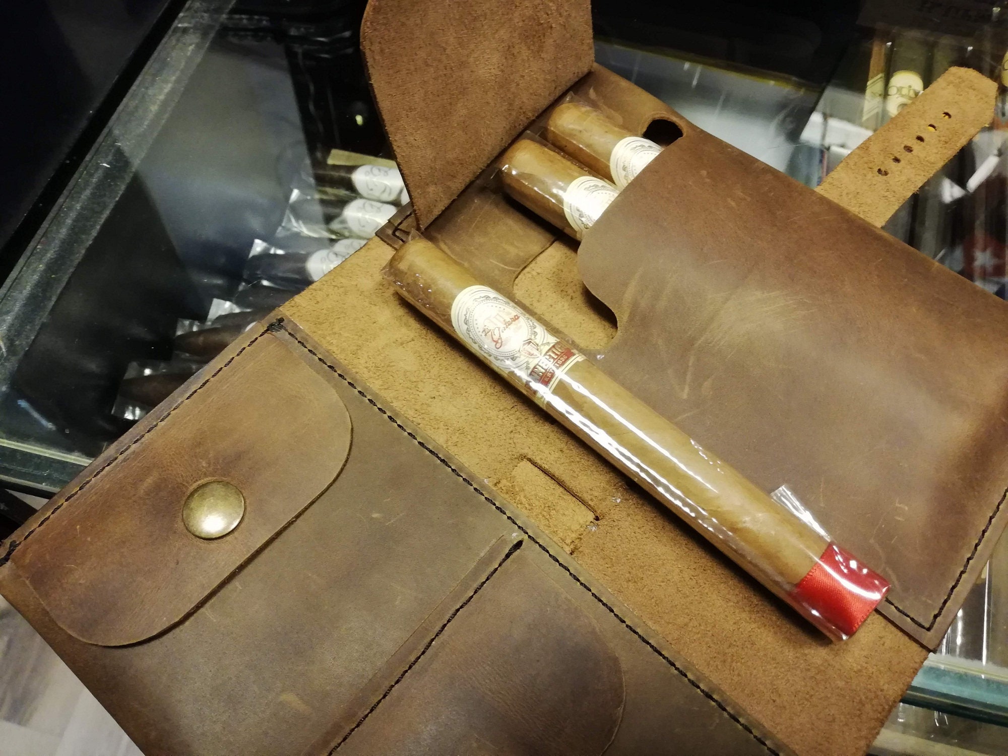 Genuine Leather Cigar Pouch Leather Roll - Etsy