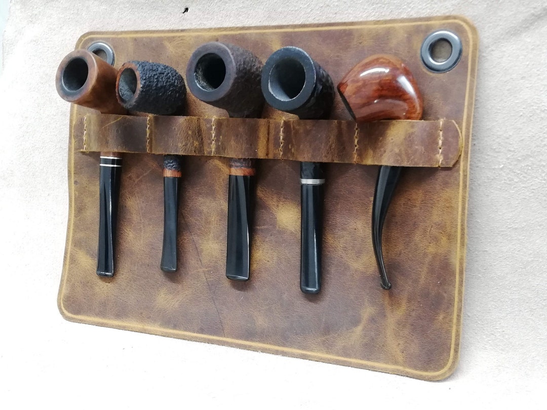 Leather Wall Pipe Stand Holder , Handcrafted Rack for 5 Pipes - Etsy