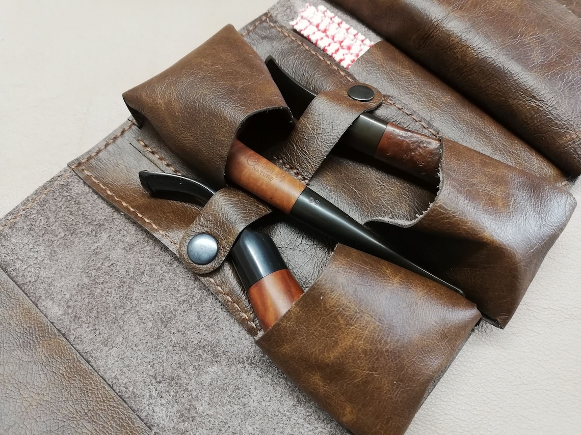 Handmade Leather Pipe Pouch for 3 Pipes - Etsy