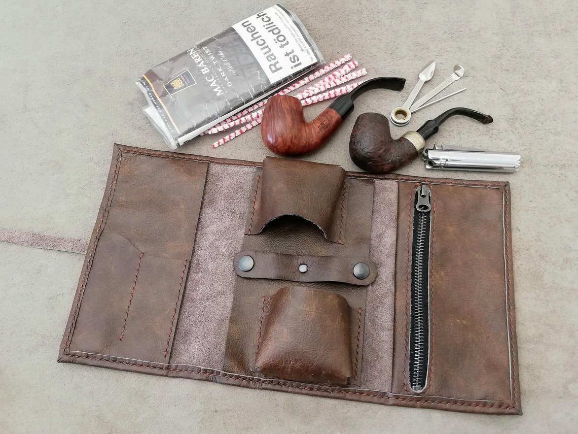 Leather Pipe Roll for 2 Pipes Anniversary Gift Pipe Smoker | Etsy