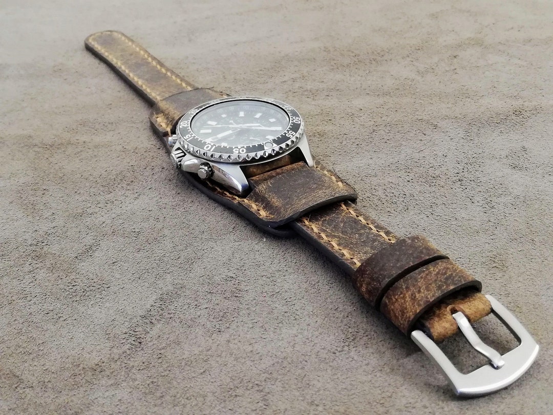 Leather Watch Band,handmade Cuff Strap (20mm 22mm 24mm) - Etsy