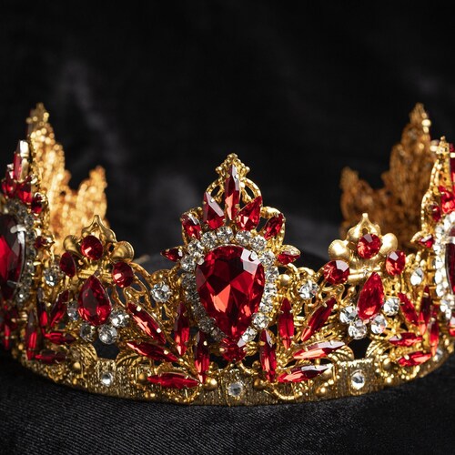 FREE SHIPPING Gold Vintage Red Tiara Red Crystal Tiara - Etsy