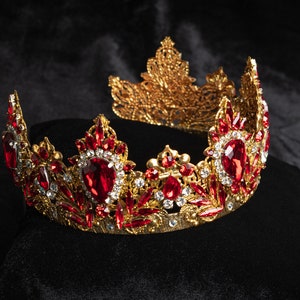 FREE SHIPPING Gold Vintage Red Tiara Red Crystal Tiara - Etsy