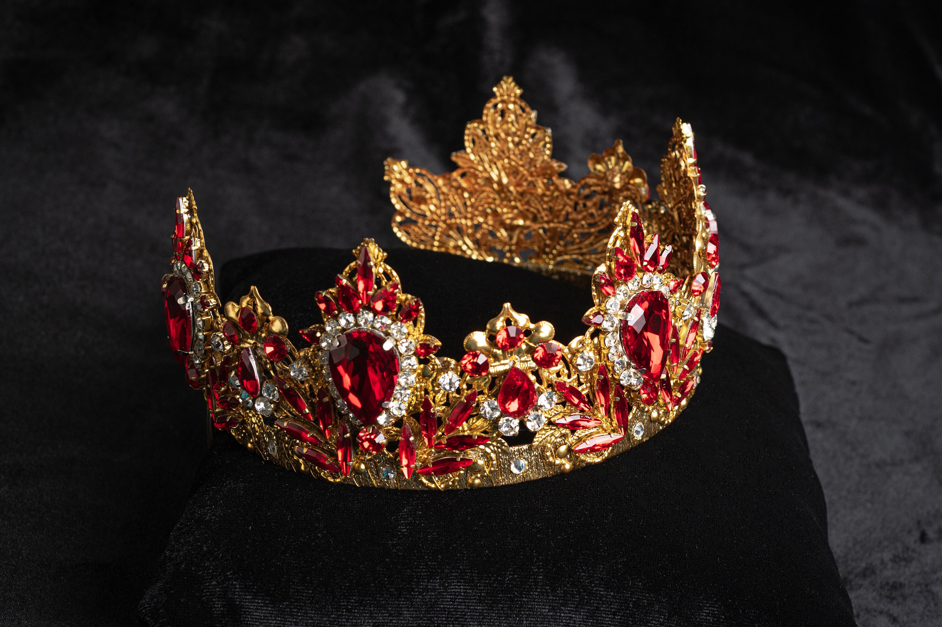 FREE SHIPPING Gold Vintage Red Tiara Red Crystal Tiara - Etsy