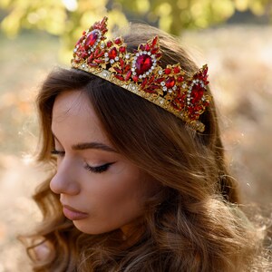 FREE SHIPPING Gold Vintage Red Tiara Red Crystal Tiara - Etsy
