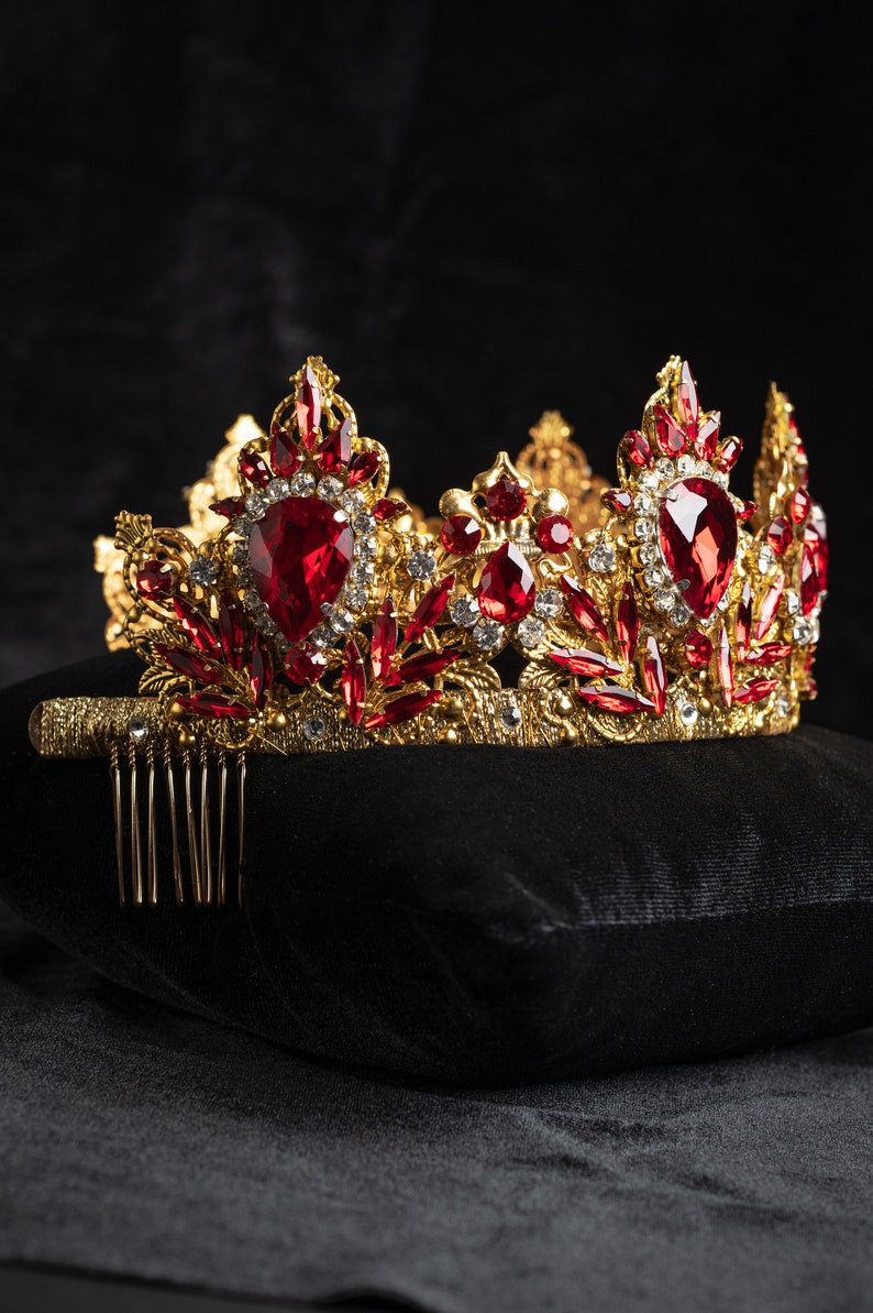 FREE SHIPPING Gold Vintage Red Tiara Red Crystal Tiara - Etsy