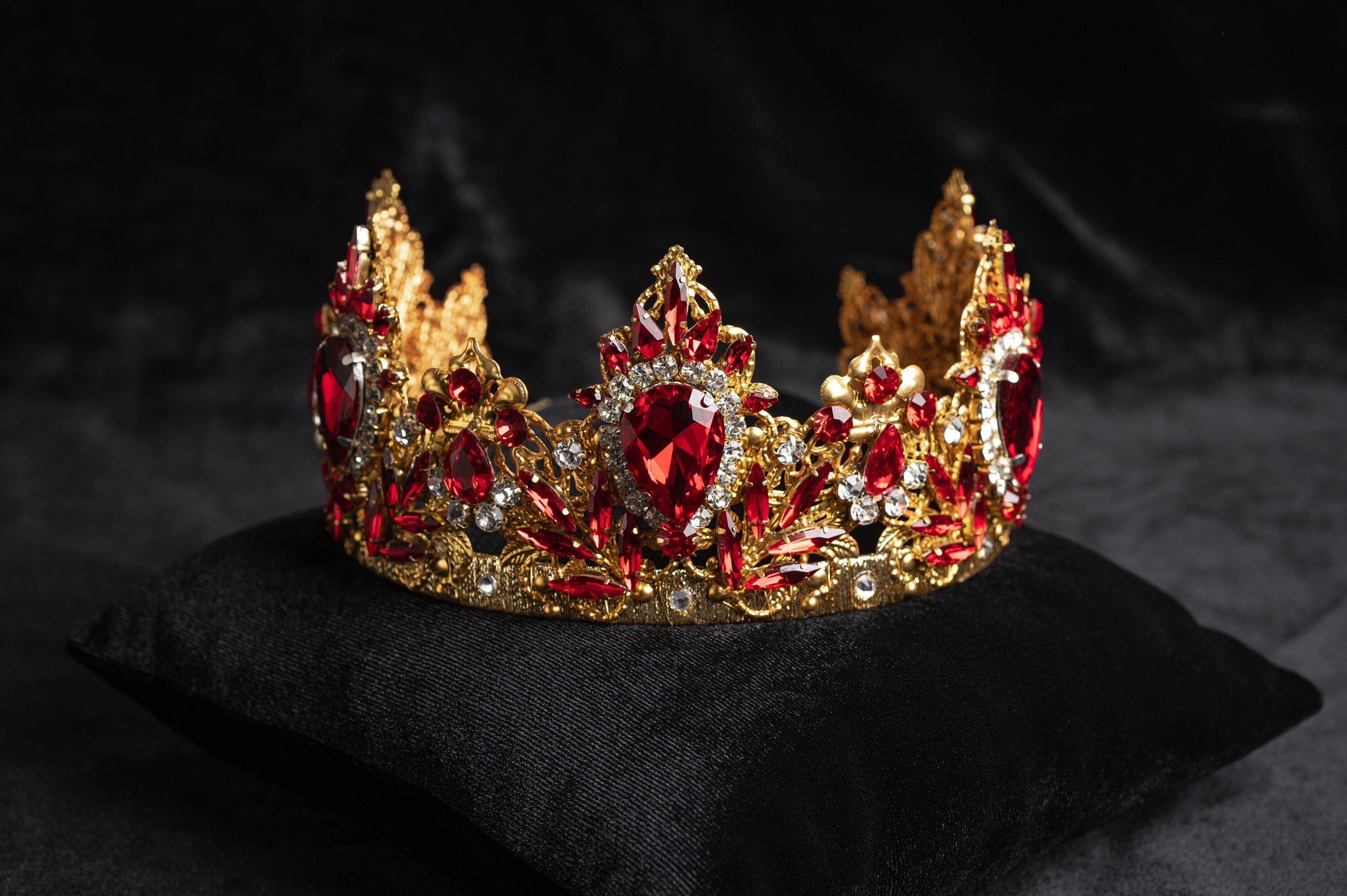 FREE SHIPPING Gold Vintage Red Tiara Red Crystal Tiara - Etsy