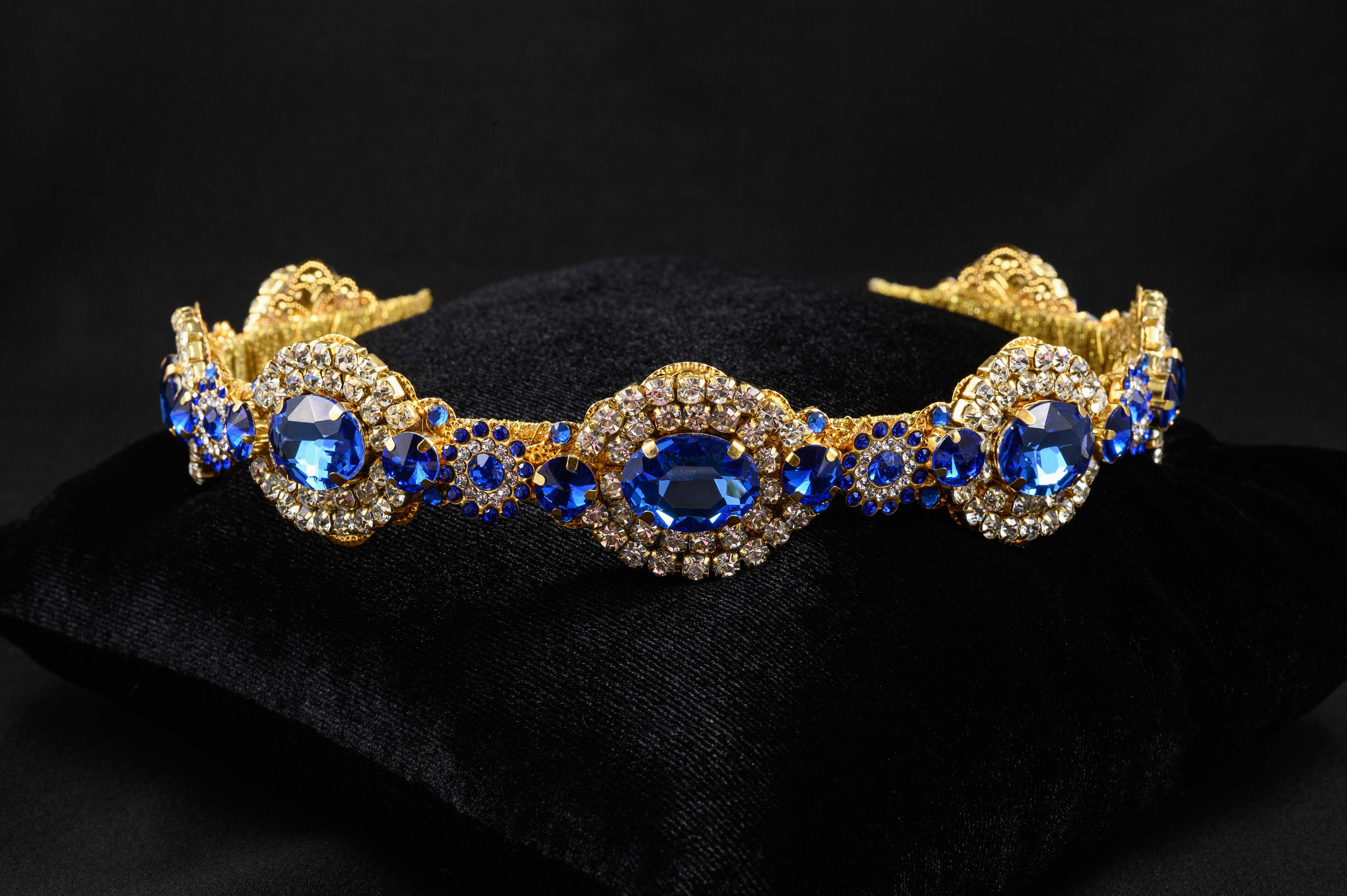 FAST FREE SHIPPING Blue Vintage Tiara, Blue Crystal Tiara, Crown ...