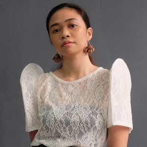 Lace Butterfly Sleeve Terno Blouse - Etsy