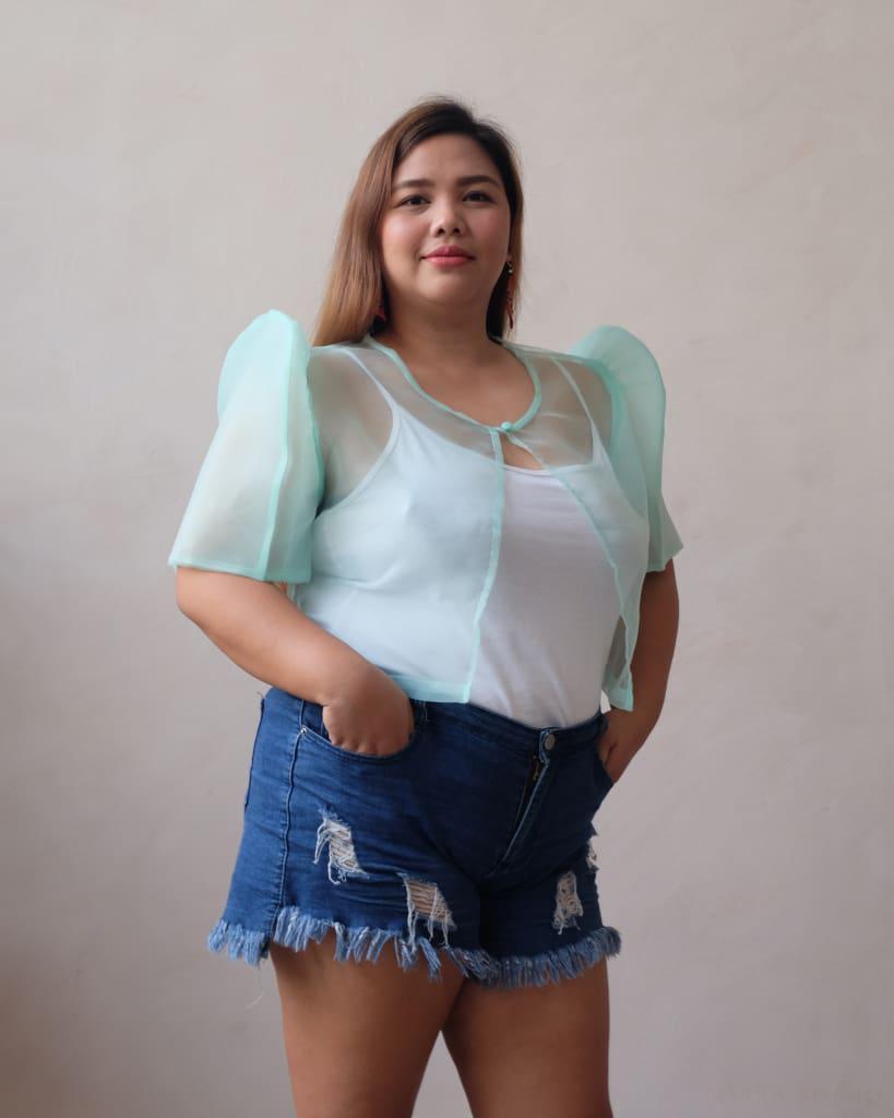 Sheer Butterfly Sleeve Bolero - Seafoam Green | Filipiniana Blouse USA ...