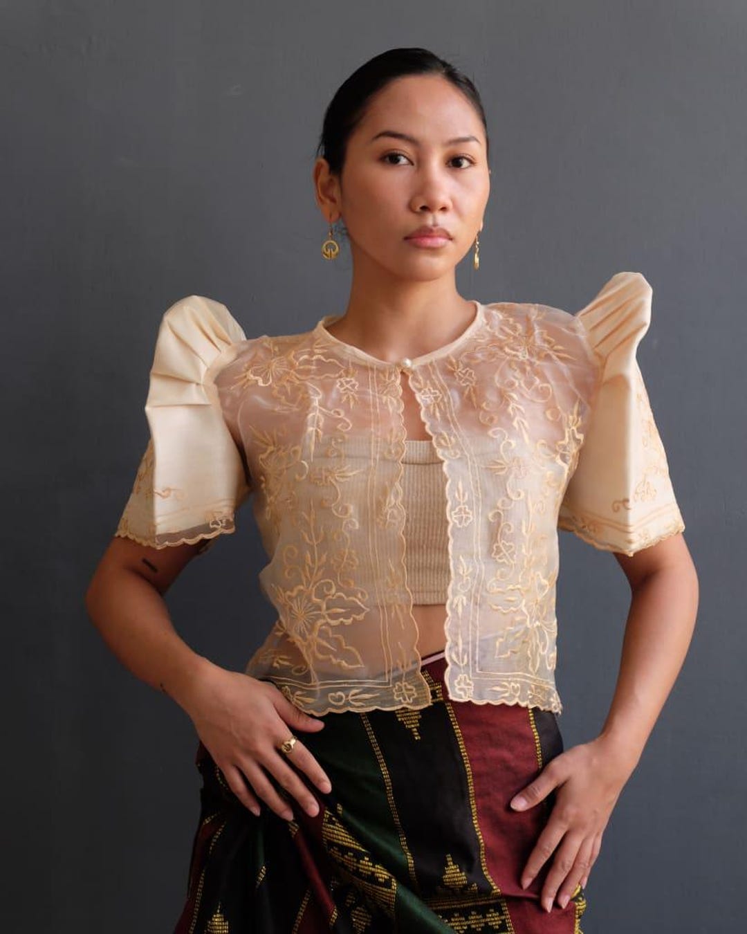 Rosal Butterfly Sleeve Bolero – Cream | Butterfly Sleeve Terno, Modern ...