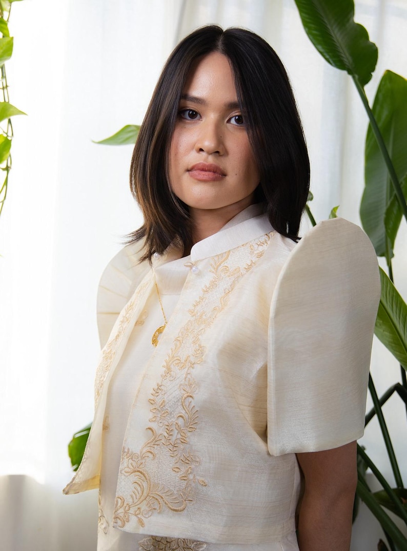 Flower & Vine Butterfly Sleeve Bolero – Cream | Butterfly Sleeve Terno ...