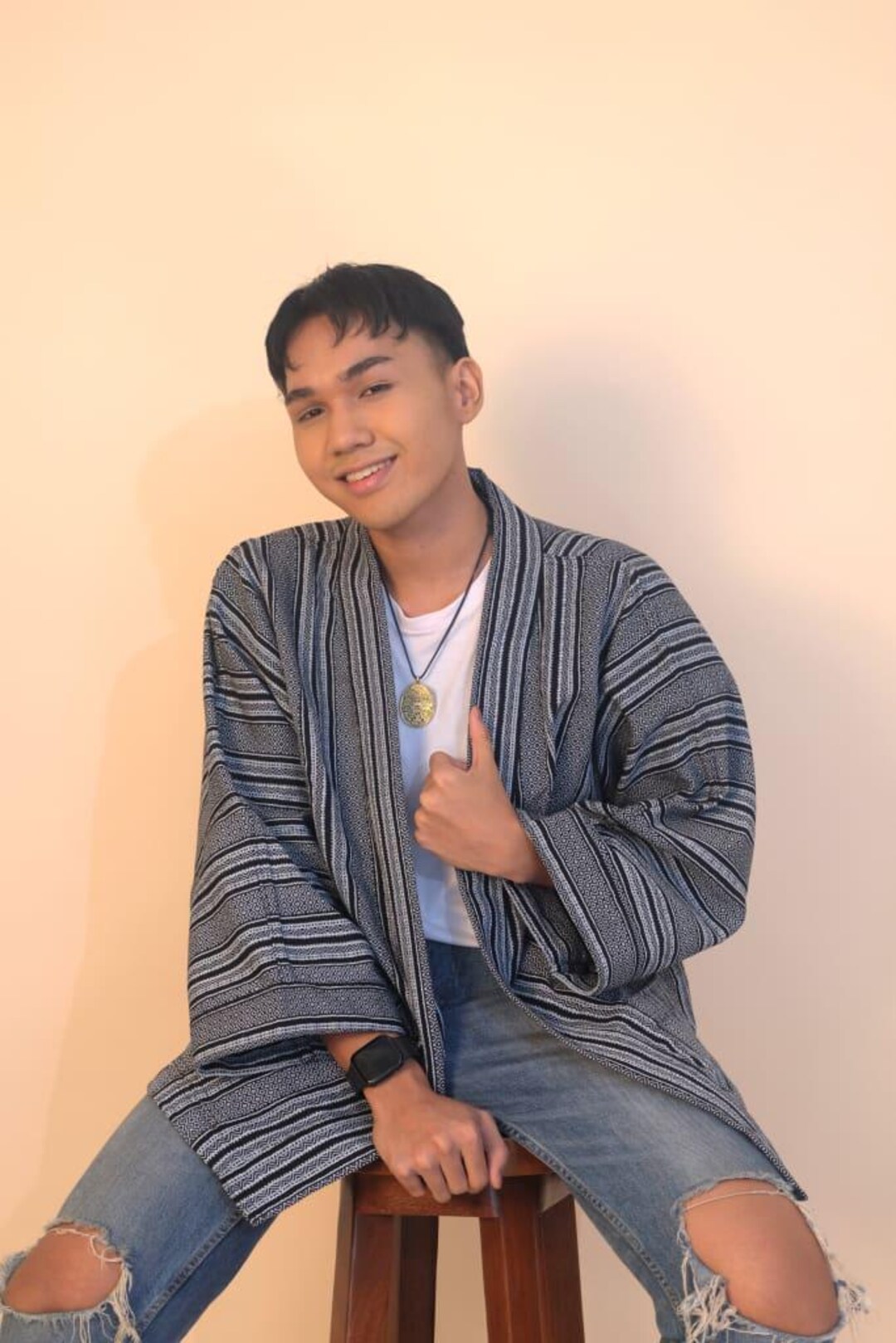 Handwoven Kalinga Jacket - Black Striped -handwoven Philippine Textile ...