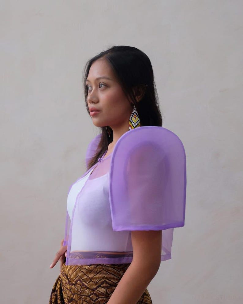 Sheer Butterfly Sleeve Bolero - Ube Purple | Filipiniana Blouse USA ...