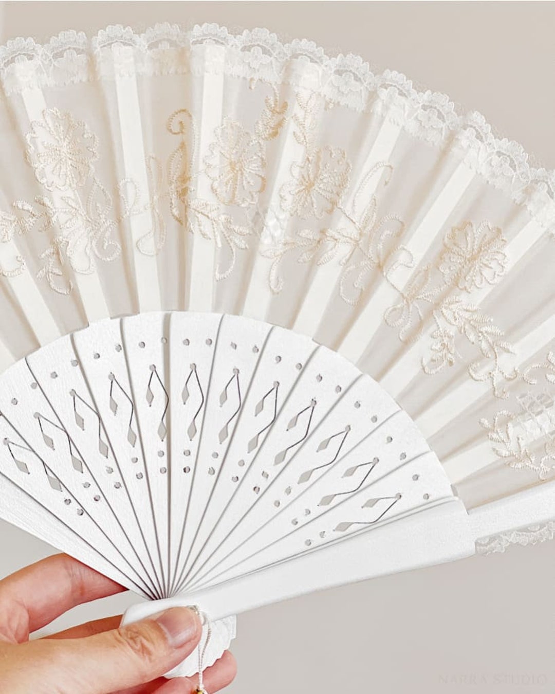 White Embroidered Pamaypay Filipino Aesthetic Handwoven - Etsy