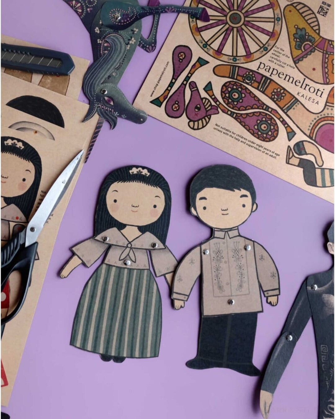 Filipiniana Kids Paper Doll Puppets Set of 3 Cute Fun Toys Recycled ...