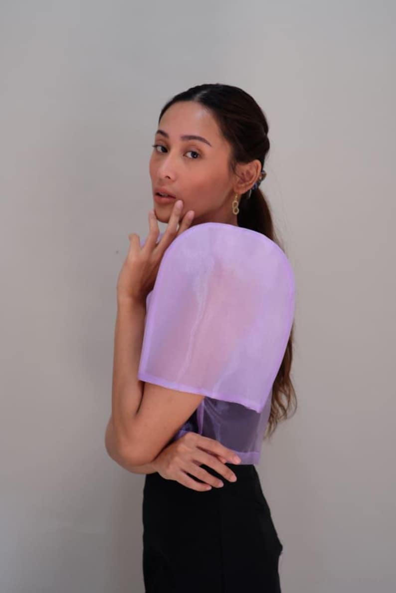 Sheer Butterfly Sleeve Bolero - Ube Purple | Filipiniana Blouse USA ...