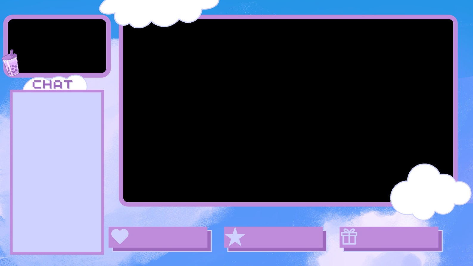 Animated Purple Boba Tea Anime Clouds Stream Bundle Package - Etsy