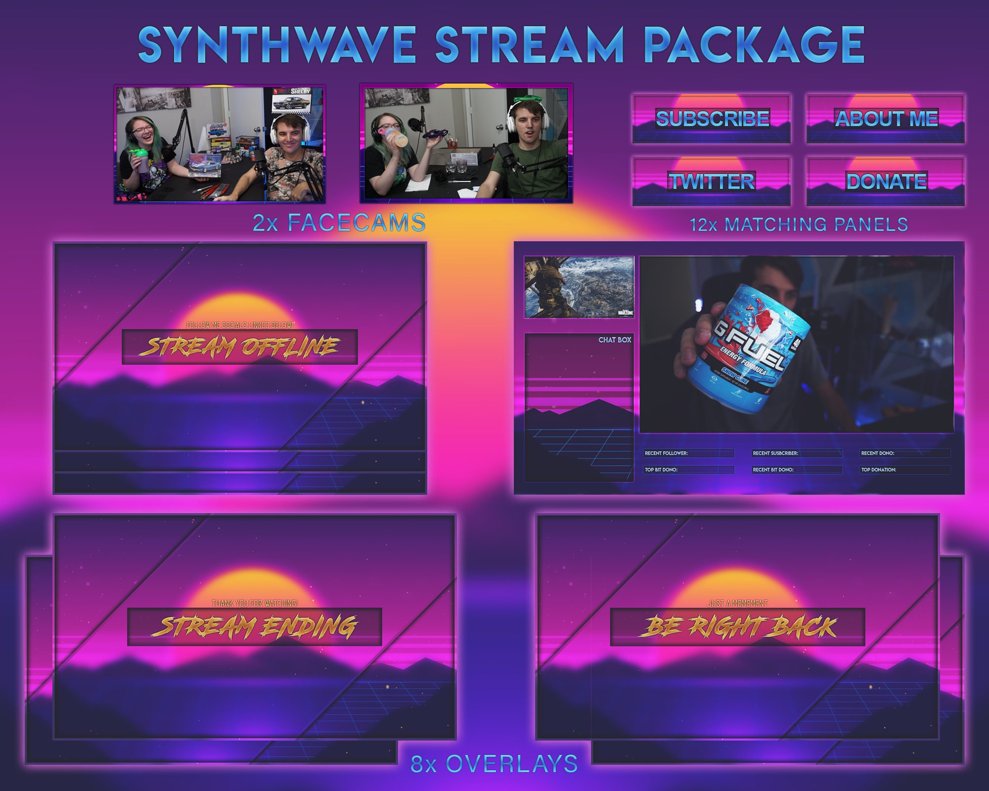 Synthwave Full Twitch Stream Overlay Package - Etsy Australia
