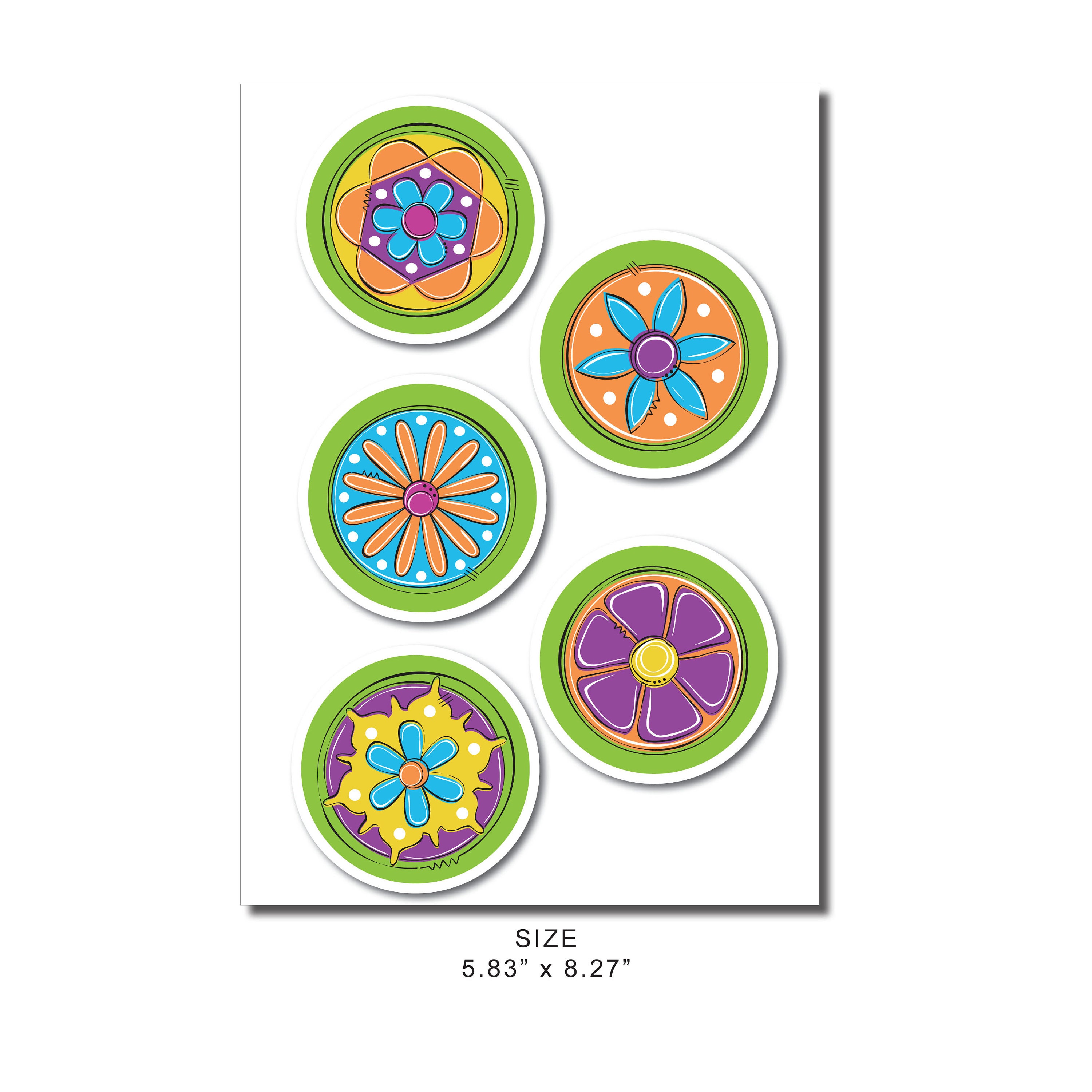 FIESTA FLORAL Sticker Set Green Cute and Colorful Stickers - Etsy