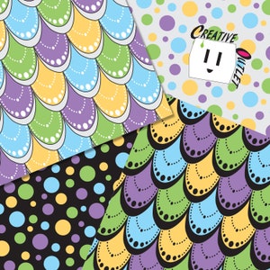 Scallops Pastel Digital Paper Pack, Scrapbook Paper, Spring, Printable ...