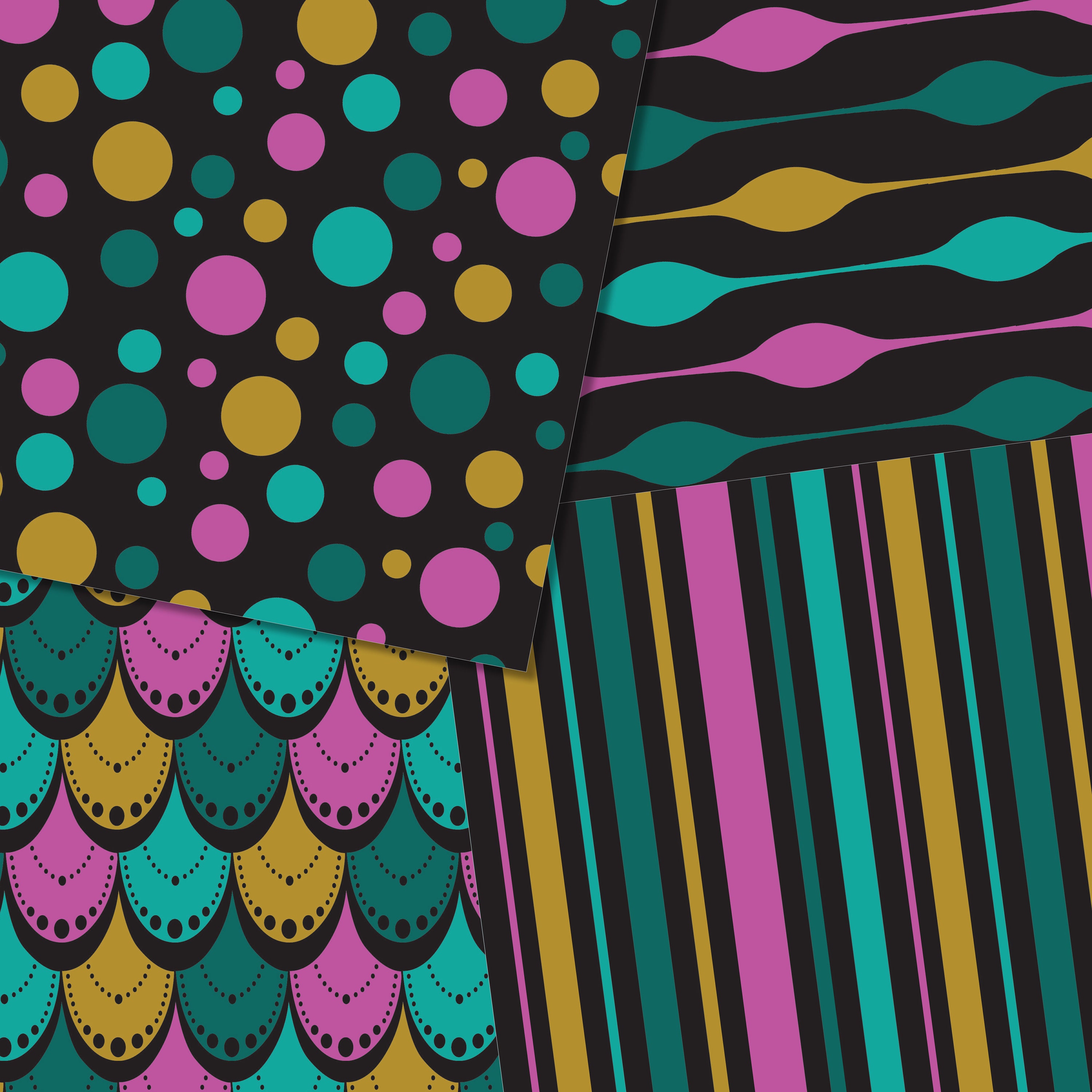 Scallops Teal Digital Paper Pack, Scrapbook Paper, Spring, Printable ...