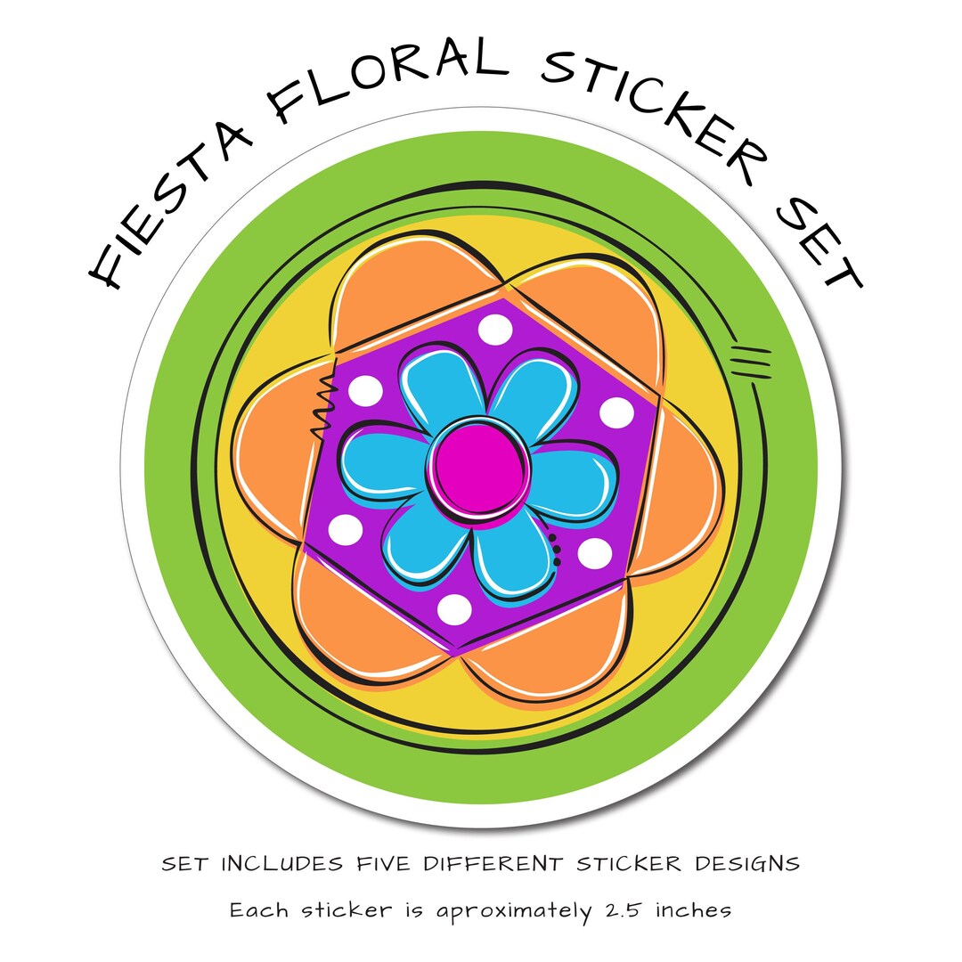 FIESTA FLORAL Sticker Set - Green - Cute and Colorful Stickers! - Etsy