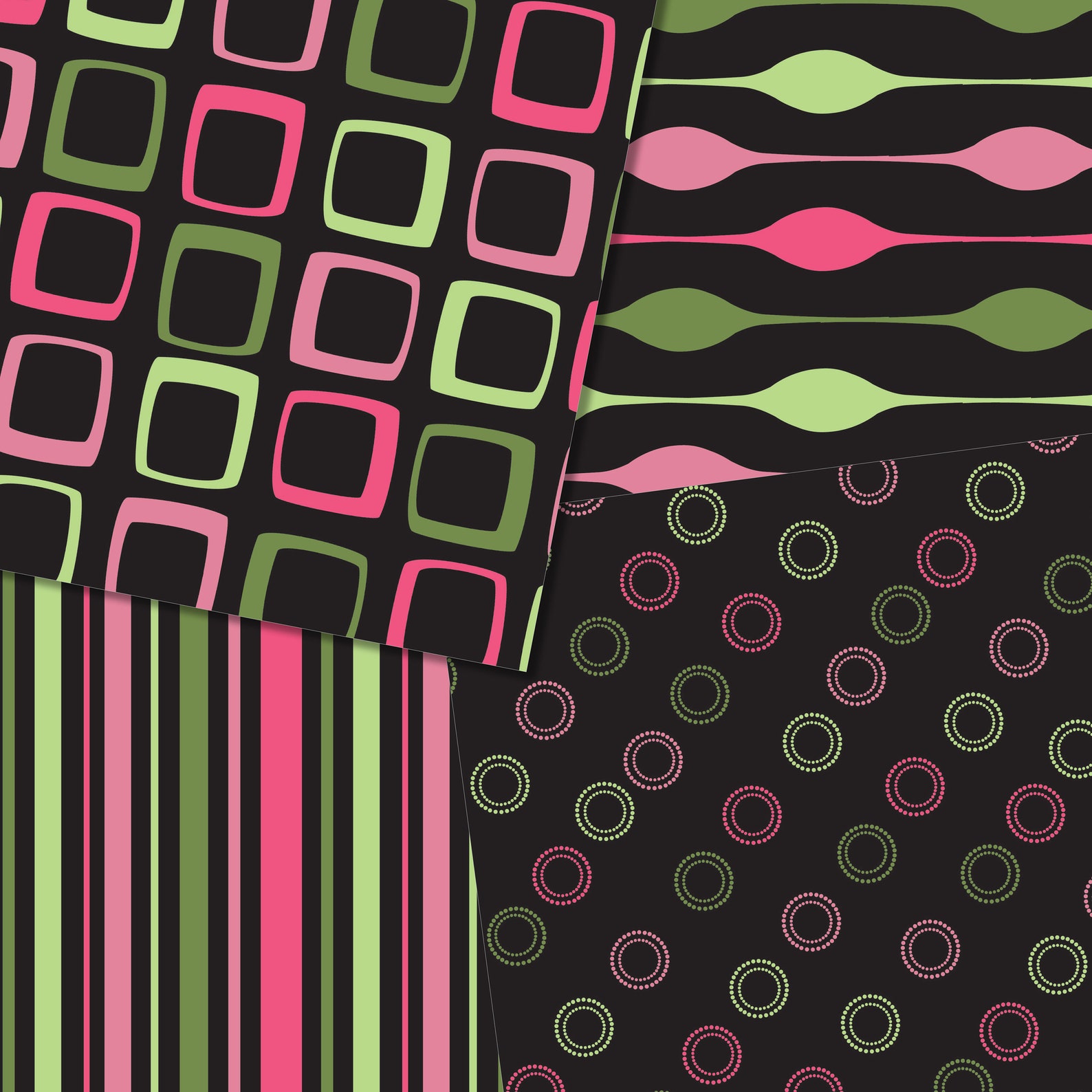 Scallops Pink Digital Paper Pack, Scrapbook Paper, Spring, Printable ...